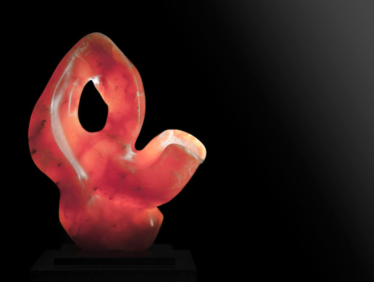 Tulip - Pink, Translucent Alabaster Sculpture by Dorit Schwartz
